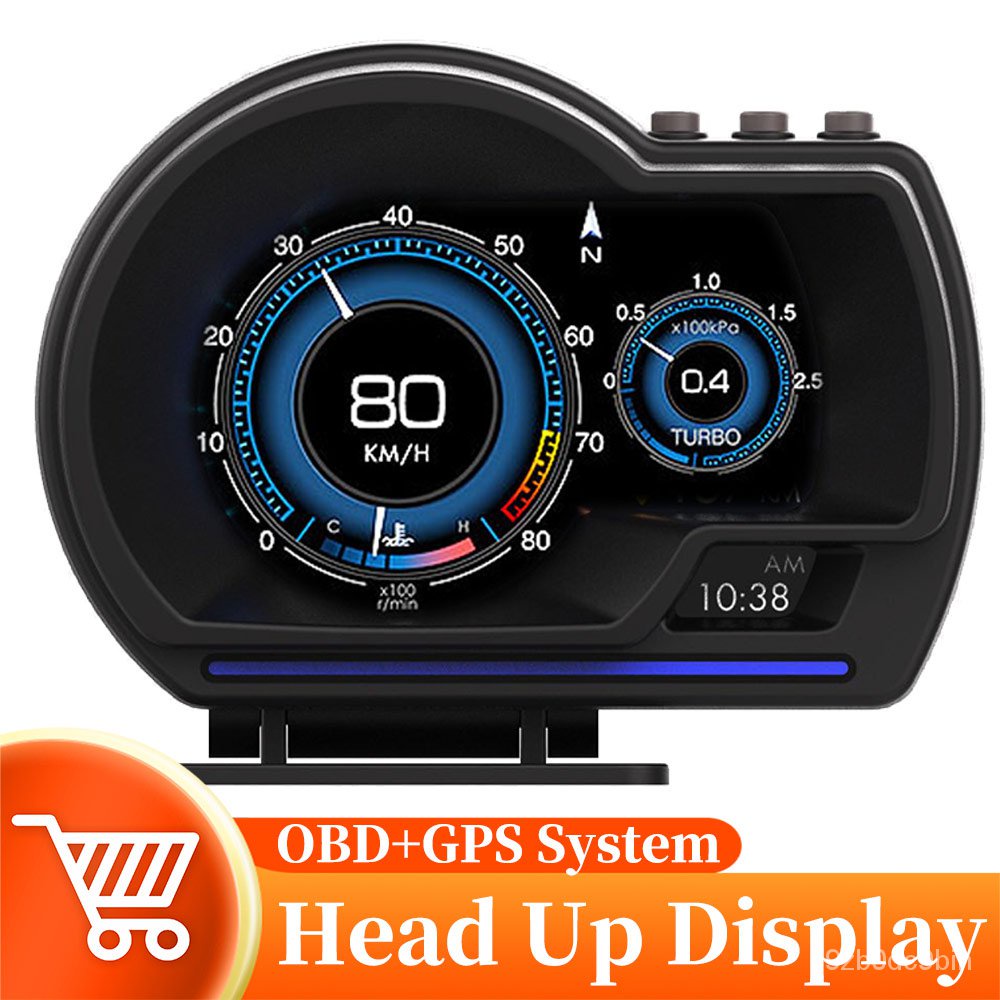 HUD Head Up Display OBD2 GPS Dual System Smart Car HUD Gauge Digital ...