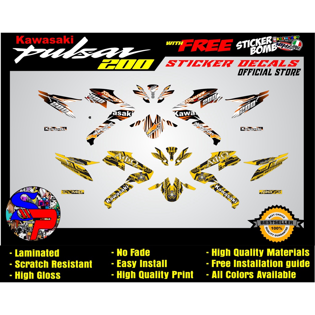 Rouser ns200 kawasaki pulsar full set sticker decals quality and ...