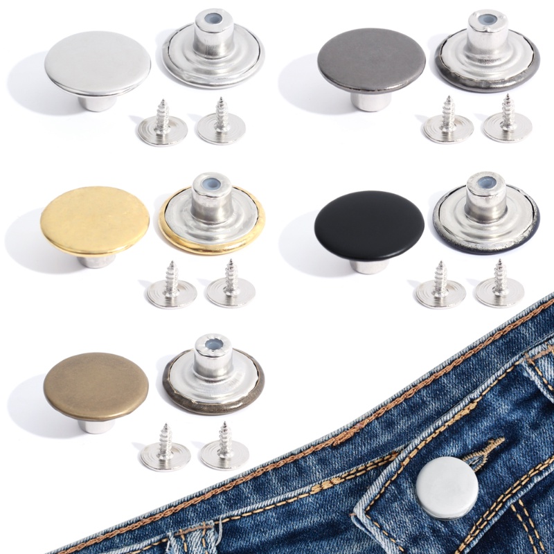 1 / 2 / 10Pcs Removable Metal Screw Fasteners Jeans Waist Closure No ...