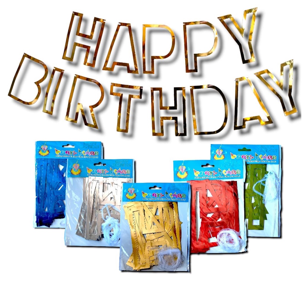 Happy BIRTHDAY Metallic Plain BIRTHDAY Hanging Lettering BANNER ...