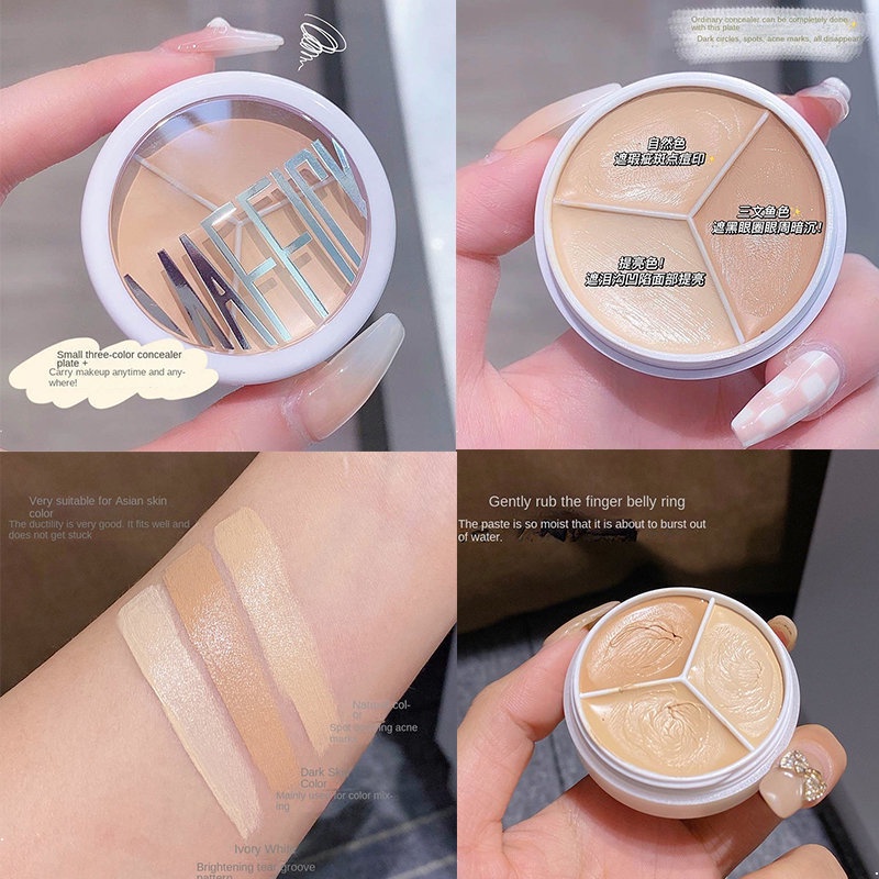 Maffick Tri-Color Concealer Multicolor Cover Spots, Acne Marks, Dark Circles 3-colors | Shopee ...