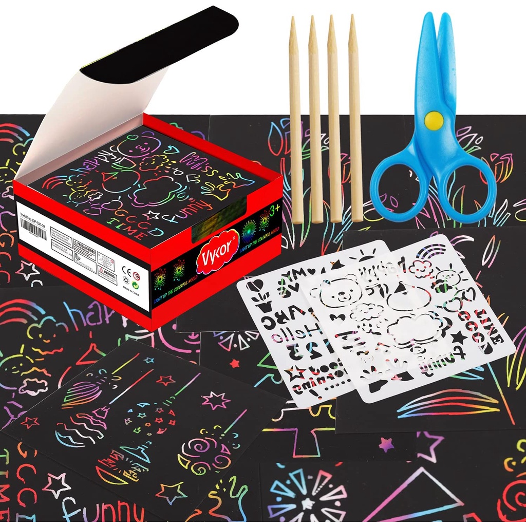 100pcs Scratch Rainbow Art Magic Scratch off Paper Children Art Crafts ...