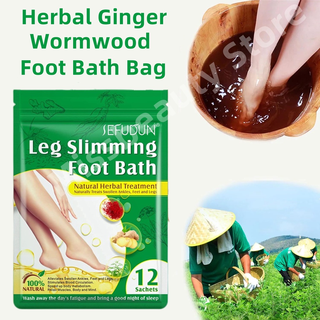 12pcs Wormwood Foot Bath Bag Lymphatic Drainage Ginger Foot Soak Powder ...