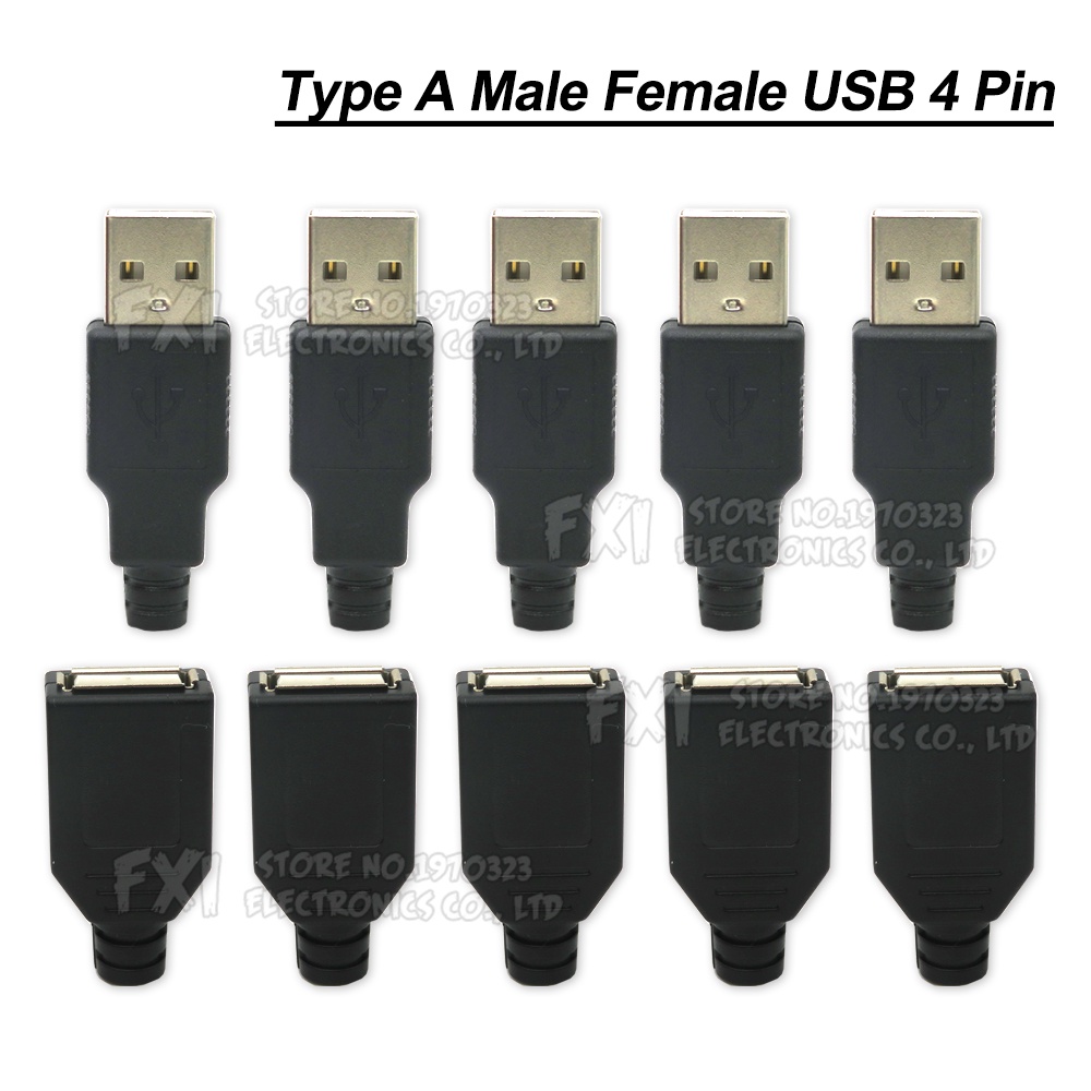 5PCS/lot Type A Male Female USB 4 Pin Plug Socket Connector ibuw With ...