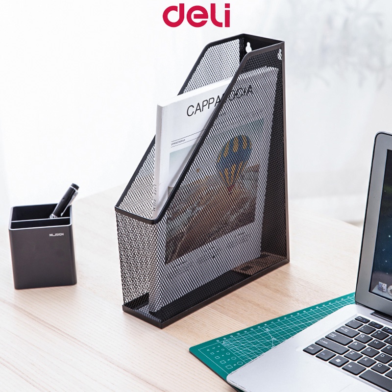 Deli 9186 Desktop File Holder Magazine document Oganizer Storage Rack ...