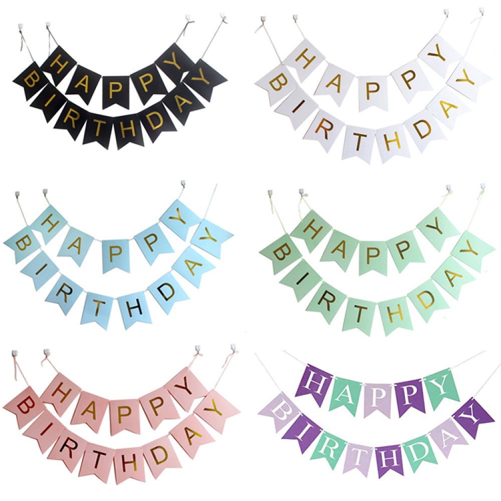 Happy Birthday Banner Paper Mermaid Flags Backdrop Cloth For Birthday ...