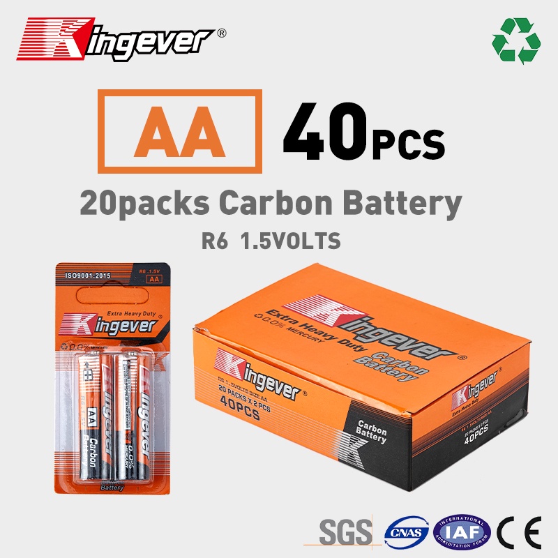 Kingever 100% Origina AA R6 Extra Heavy Duty Battery 20 Packs 40pcs ...