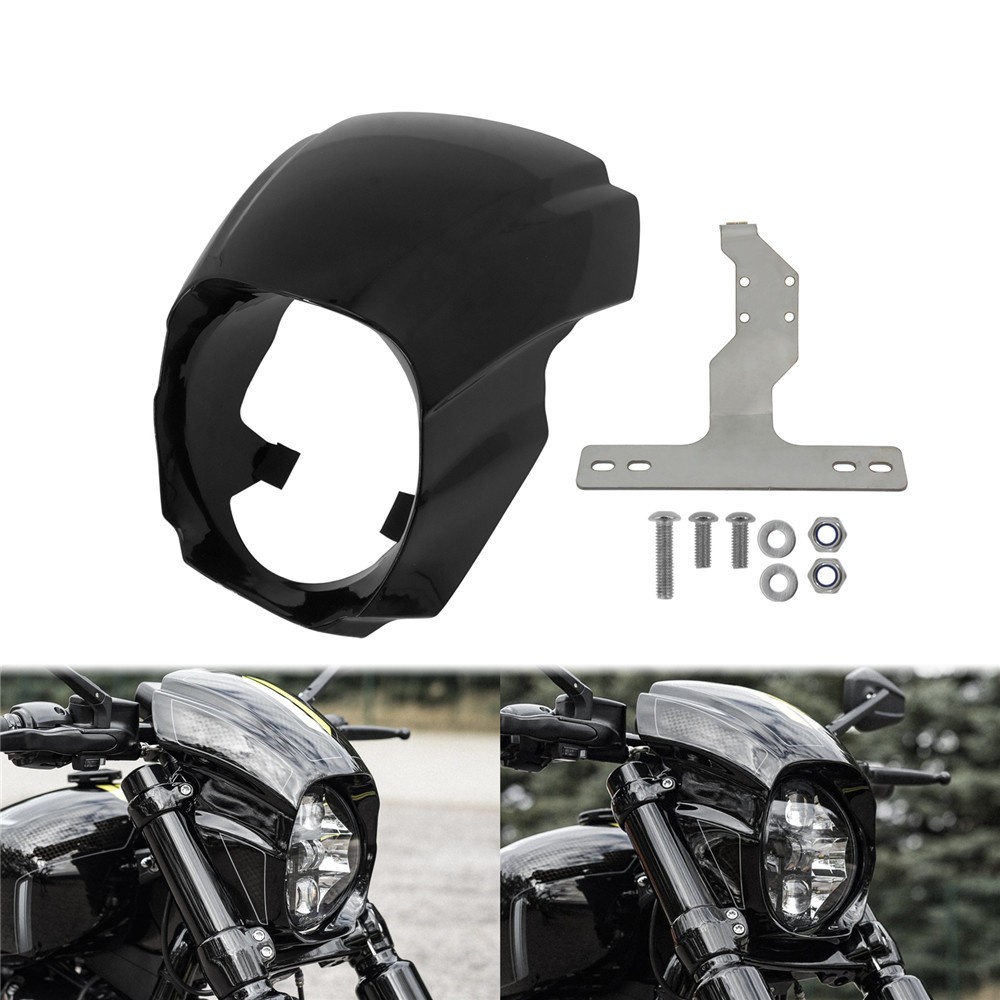 Motorcycle Gloss Black Front Headlight Fairing Cover ABS Plastic For ...