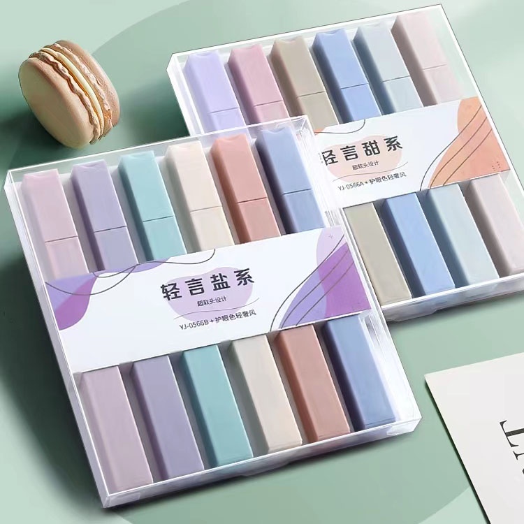 HGS 6 Colors Highlighter Pen Macaron Morandi Candy Color Mark Pens For ...