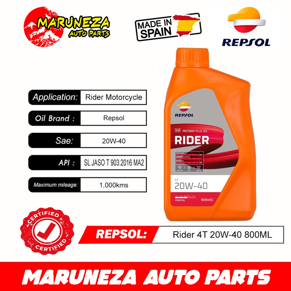 Repsol Rider 4T 20W-40 800ml | Shopee Philippines