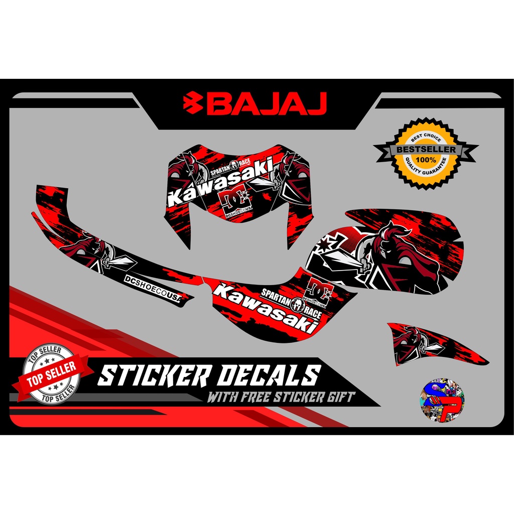 Bajaj 100a & 125a CT 100 Kawasaki sticker decals durable and high ...