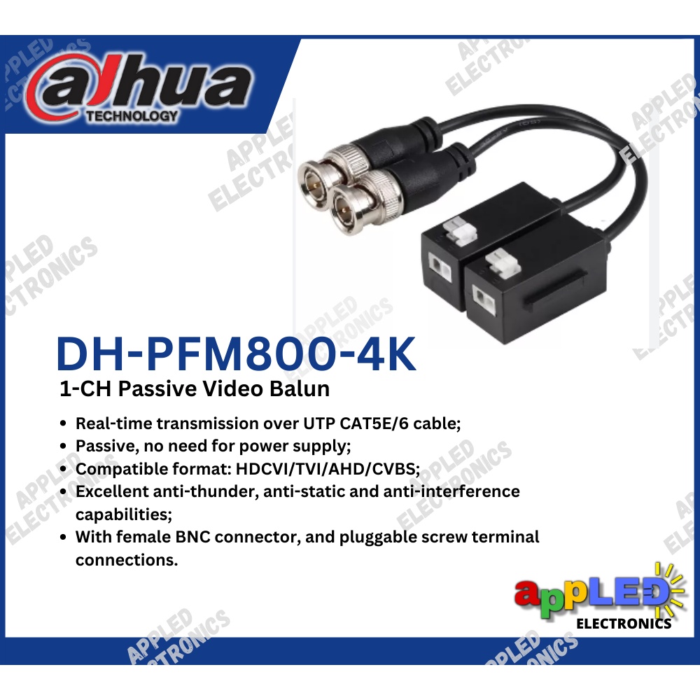 Dahua DH-PFM800-4K Passive Video Balun | Shopee Philippines