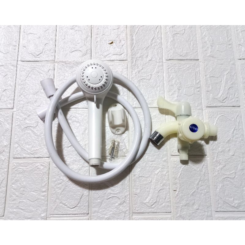 1 Set Plastic Shower Head With Hose And Two Way Faucet | Shopee Philippines