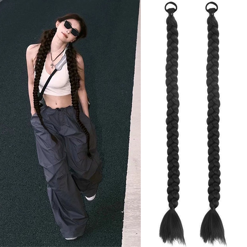 100cm 40inch Super Long Jumbo Box Braid Drawstring Ponytail Hairpiece ...