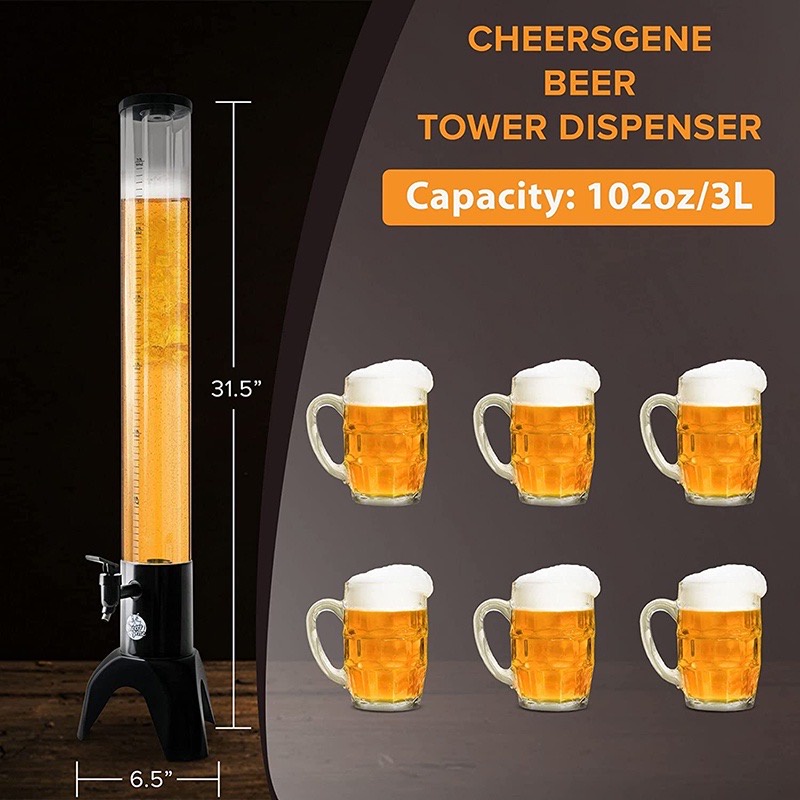 PRIS Tower Dispenser Alcohol Dispenser Drinking Party Jug 3L Party ...