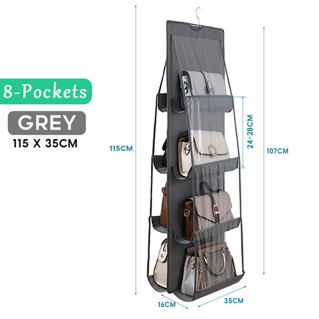 8 Pockets Handbag Storage Organizer Thickened Double Sided Hanging Bag ...