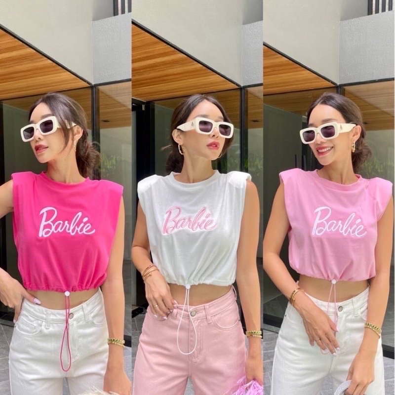 Crop Top barbie Label promthong | Shopee Philippines