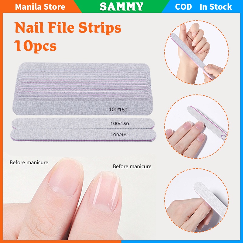 100/180 180/240 Grit Nail File, 10pcs Professional Double Sided Nail ...