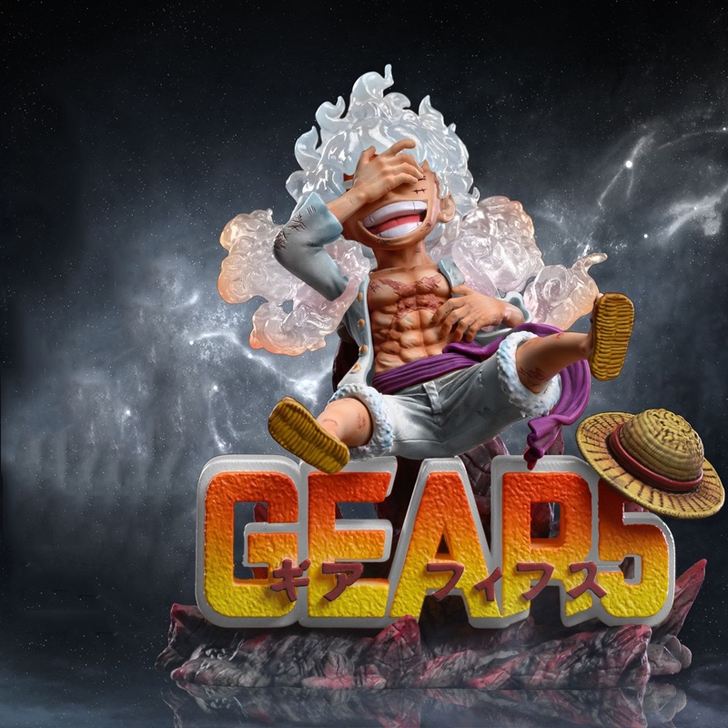 One Piece Luffy Gear 5 Sun God Nikka Luffy Sitting dragon pose Running ...