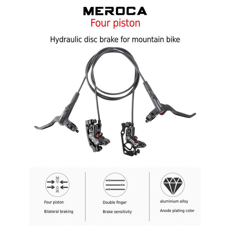 MEROCA Mt420 Bicycle Four-Piston Brake Bilateral Brake Hydraulic Disc Brake Set For Mtb Bike ...
