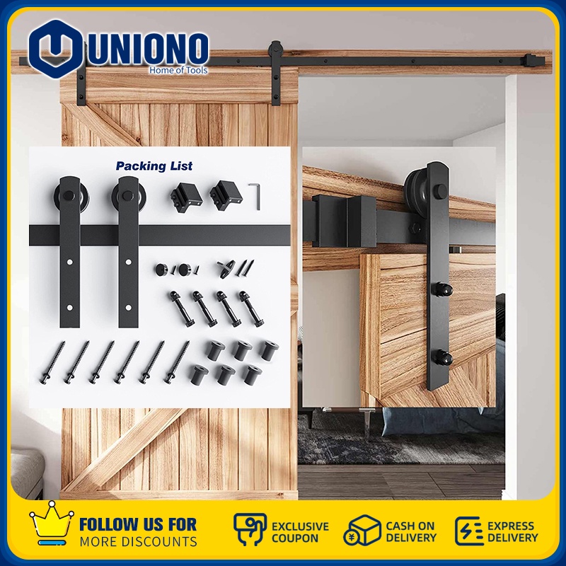 Uniono 4.9FT/6FT/6.6FT/8FT Carbon Steel Rustic Interior Sliding Wood ...