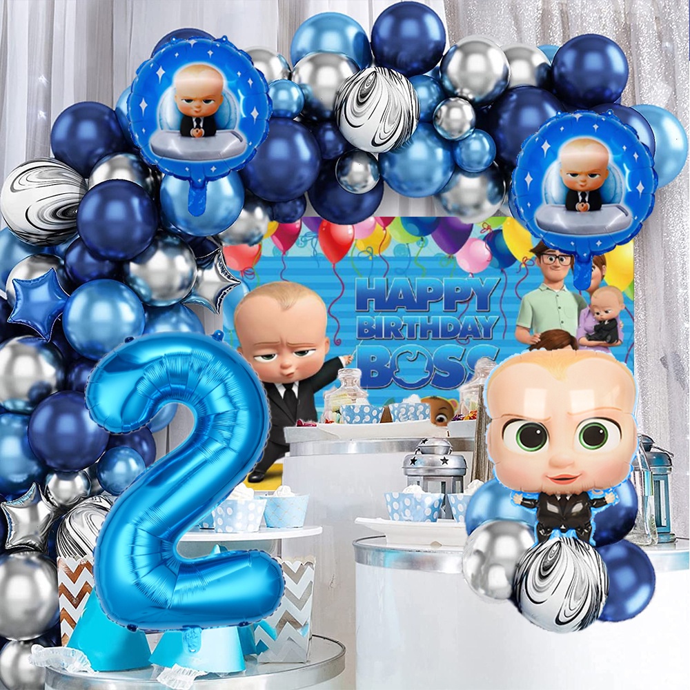 Baby Boss Themed Blue Balloon Happy Christening Cartoons Boss Foil ...