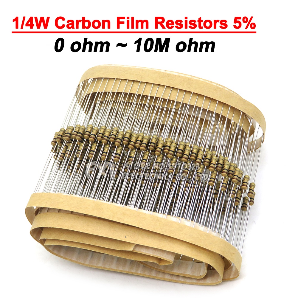 100PCS 1/4W Carbon Film Resistors 5% 10K ~ 910K 10K 15K 20K 30K 47K 75K ...