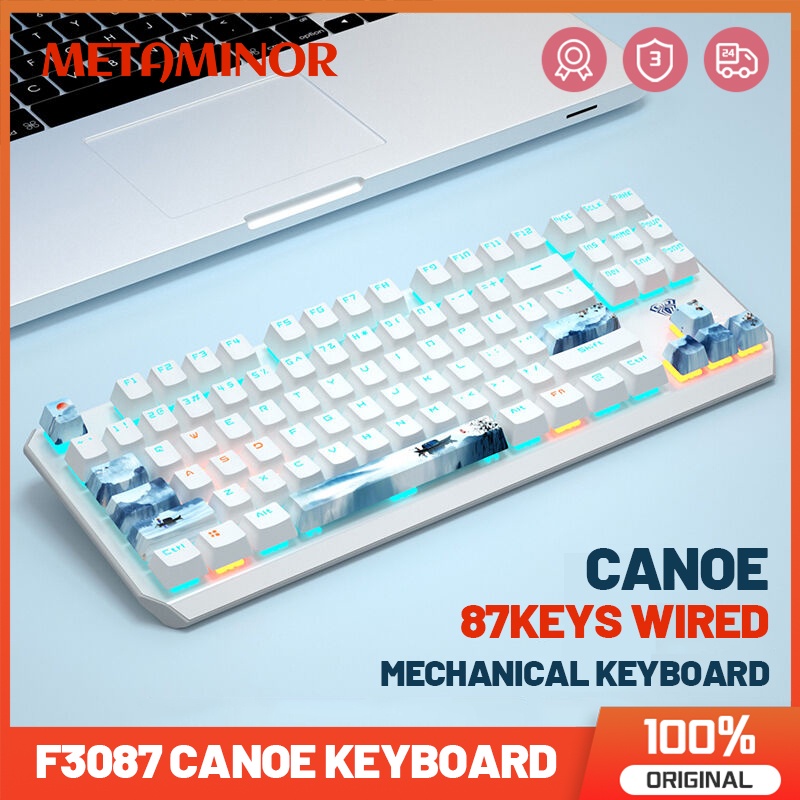 AULA F3087 CANOE Wired Mechanical Keyboard backlight tkl keyboard with ...