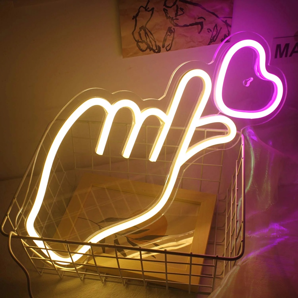 Heart Gesture Neon Signs Led Finger Light Sign Decorative Neon Sign for ...