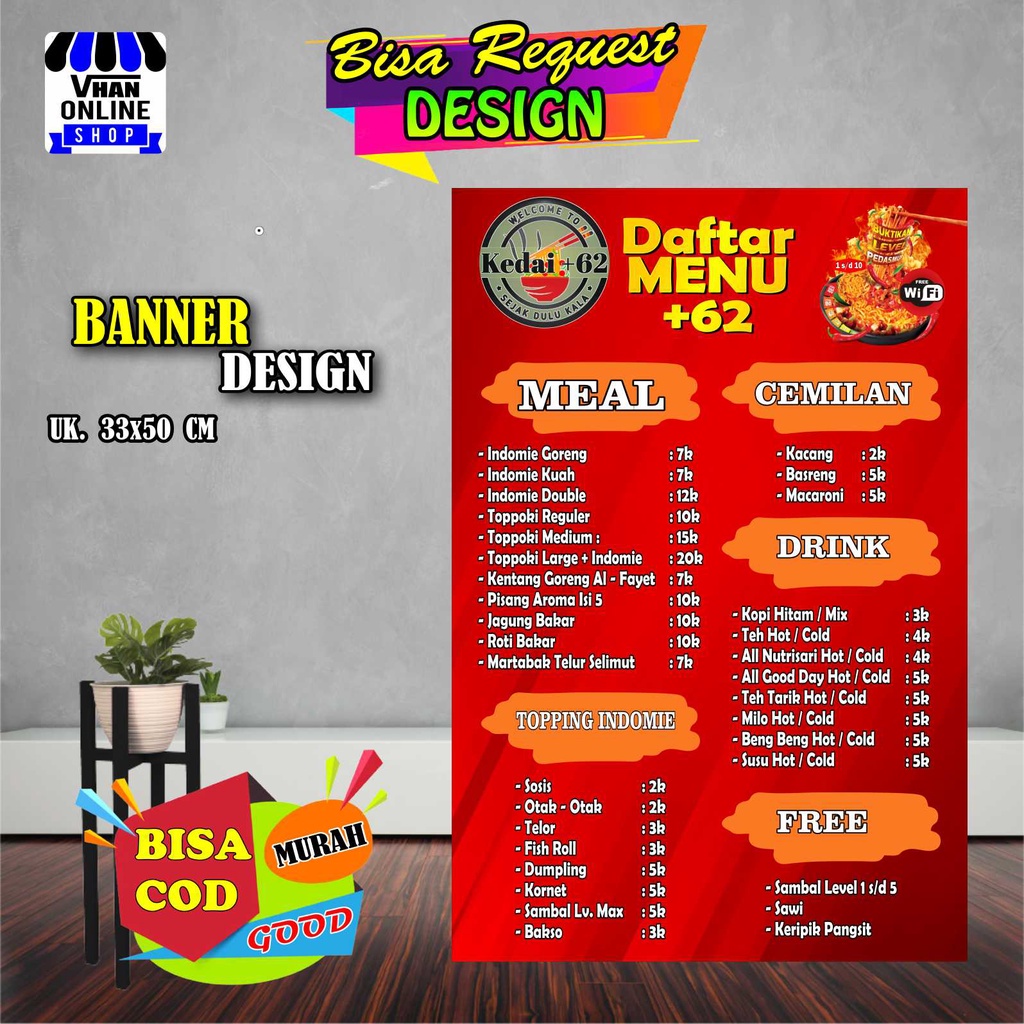 Print Banner/Banner List Menu List With Flexy Material, Food List ...