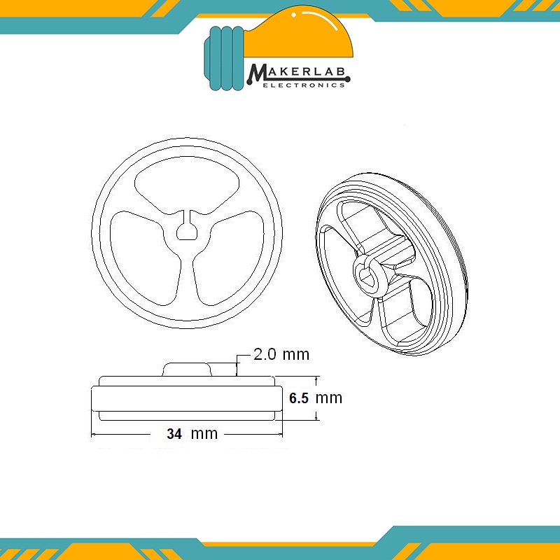 60mm N20 Wheel | 28.6mm 3Pi MiniQ Wheel for N20 DC Motor | Shopee ...