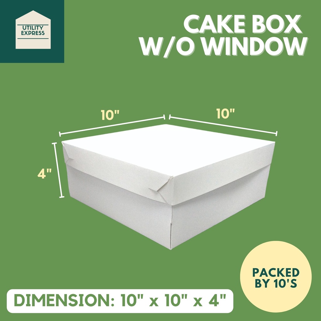 Cake Pastry Box Plain 10x10x4 inches [ w/ Window or No Window ] 10sets ...