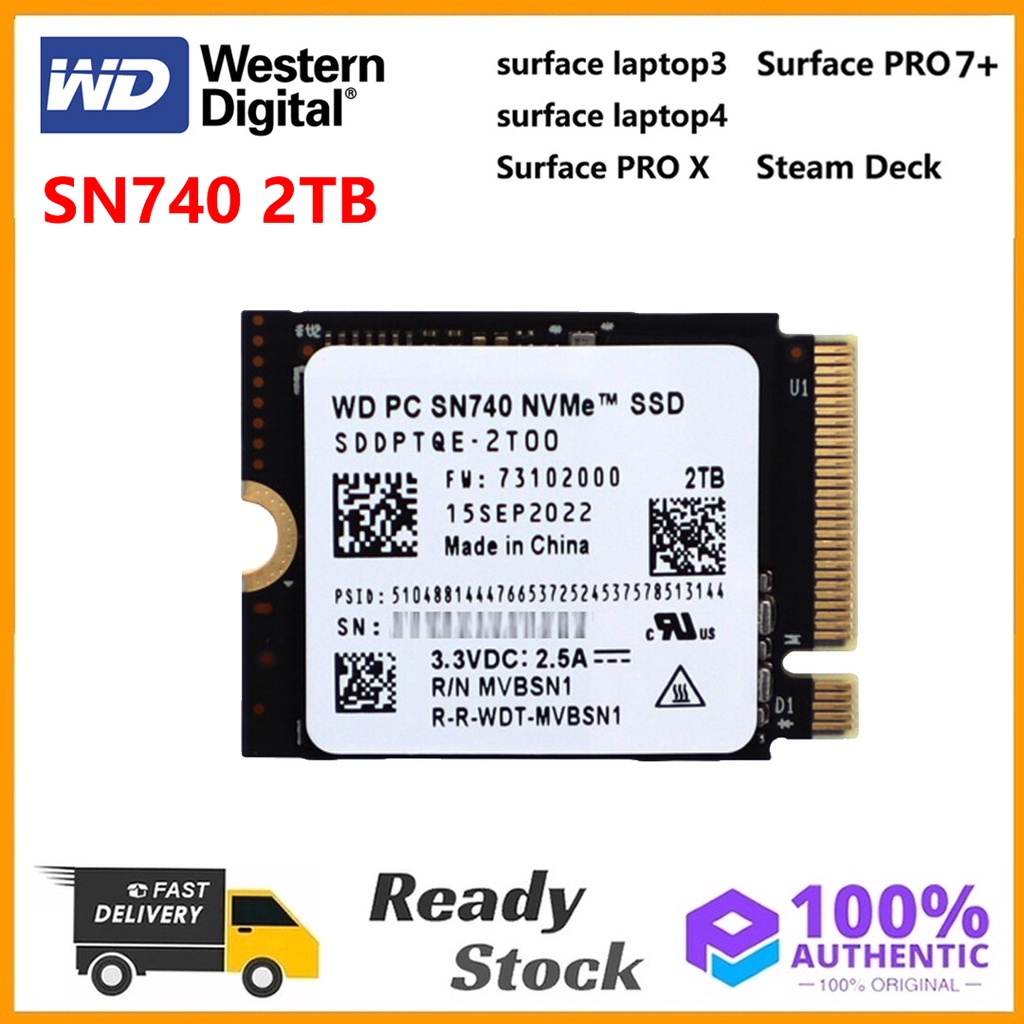 Western Digital WD SN740 2TB M.2 NVMe 2230 PCIe 4.0x4 SSD for Microsoft Surface Pro X / Surface ...