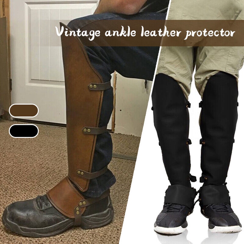 Medieval Greaves Leg Rivet Leather Gear Armor Part Warrior Costume Boot ...