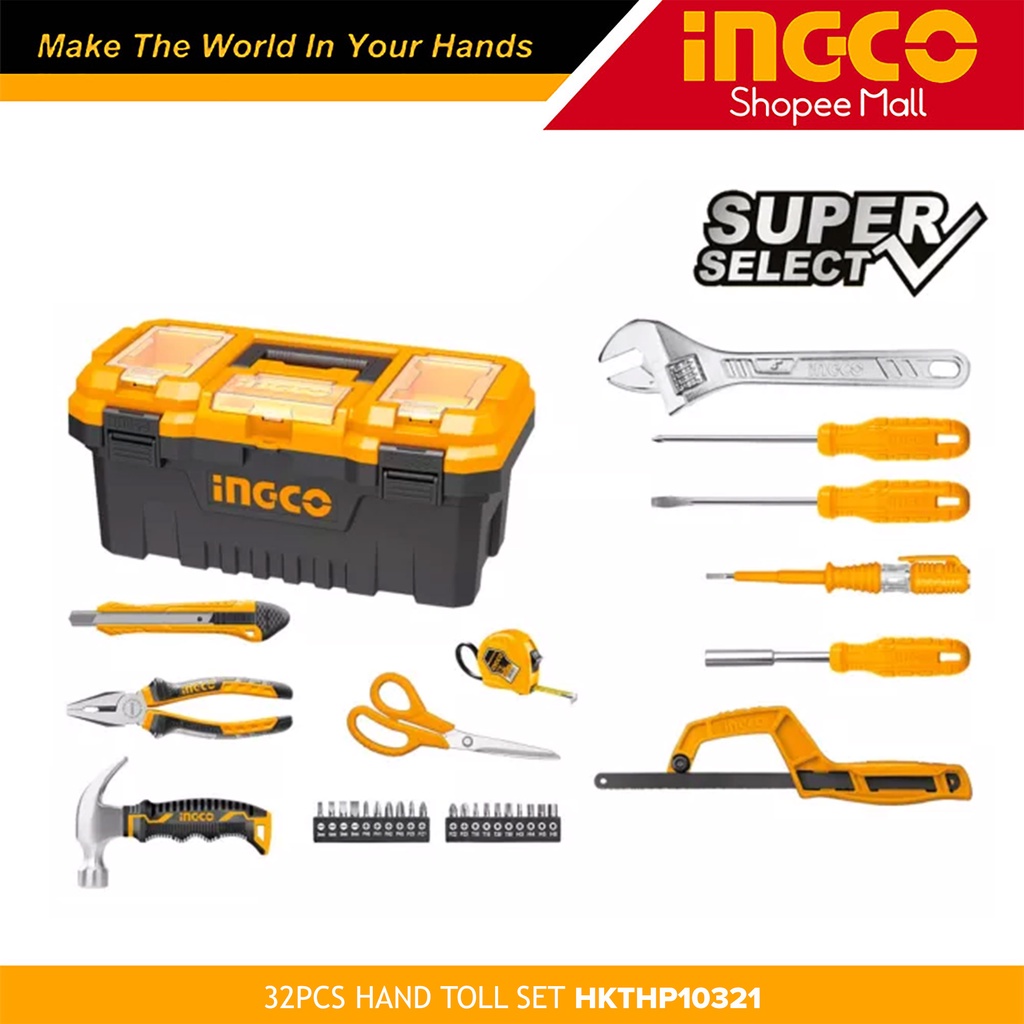Ingco HKTHP10321 32pcs Hand Tool Set with Tool Box SUPER SELECT Iht ...