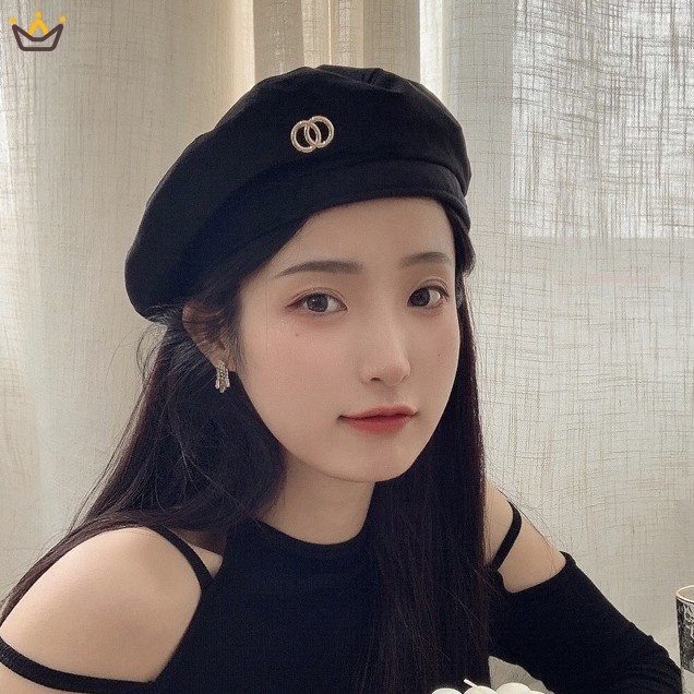 High Quality Classic Korean Style Black Velvet Beret Sweet cool black ...