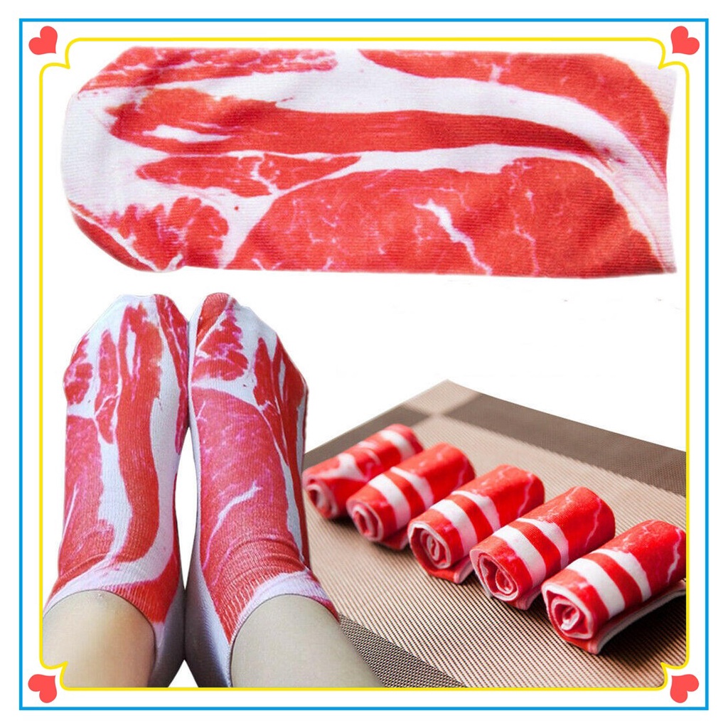 Steak Gift Weird Novelty Funny Chef Joke Beef Meat Socks Vegan Bacon ...