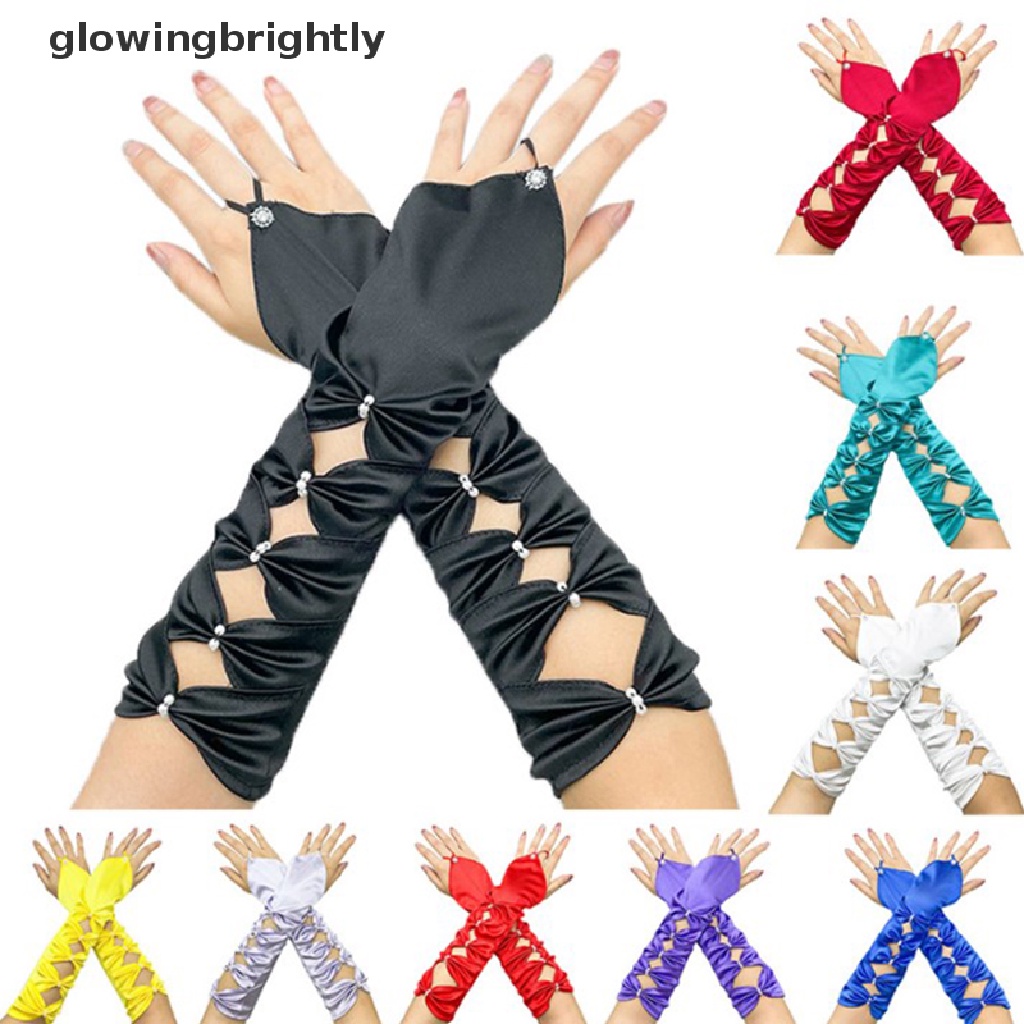Elegant Long Elastic Sa Pleated Bowknot Wedding Bridal Gloves El Teal ...