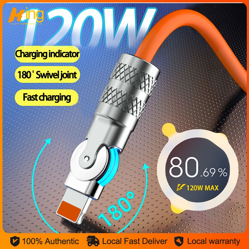 120W 6A Super Fast Charge Cable Liquid Silicone Rotary Interface MIcro ...