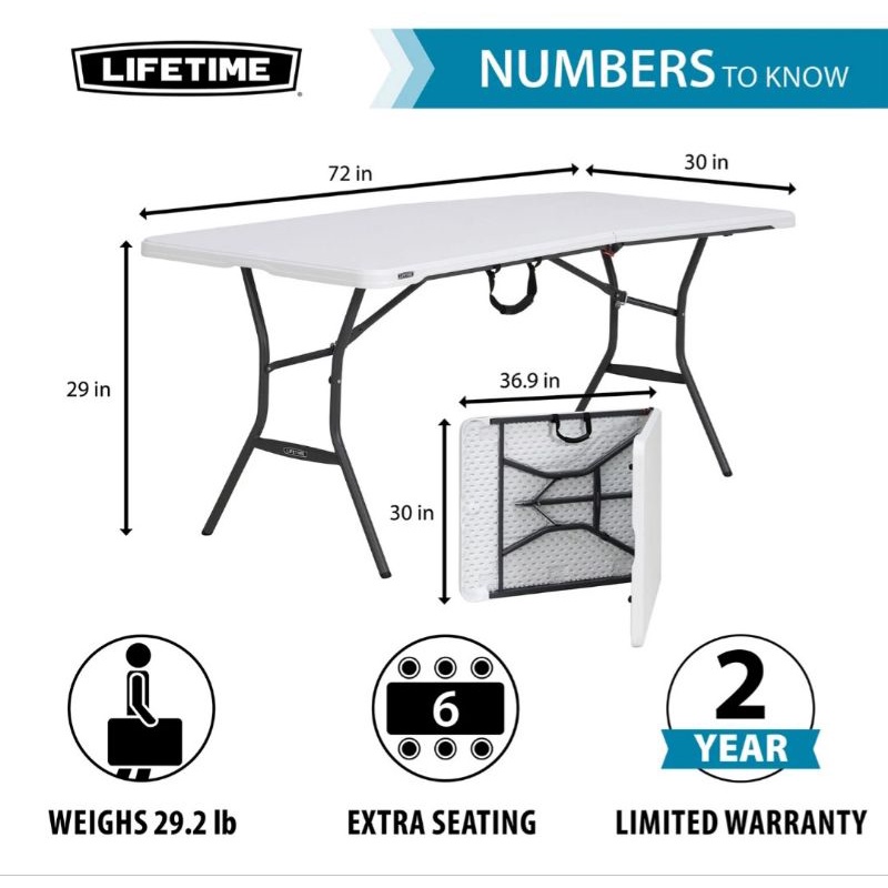 Lifetime Table Fold in Half 6FT/6seater | Shopee Philippines