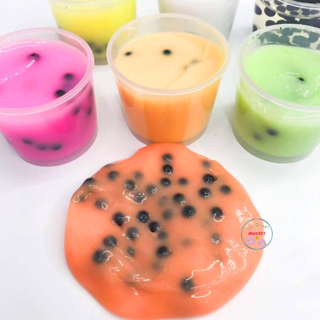 PEARL MILK TEA Slime 9 beautiful colors squishy Slime slam jar toy ...