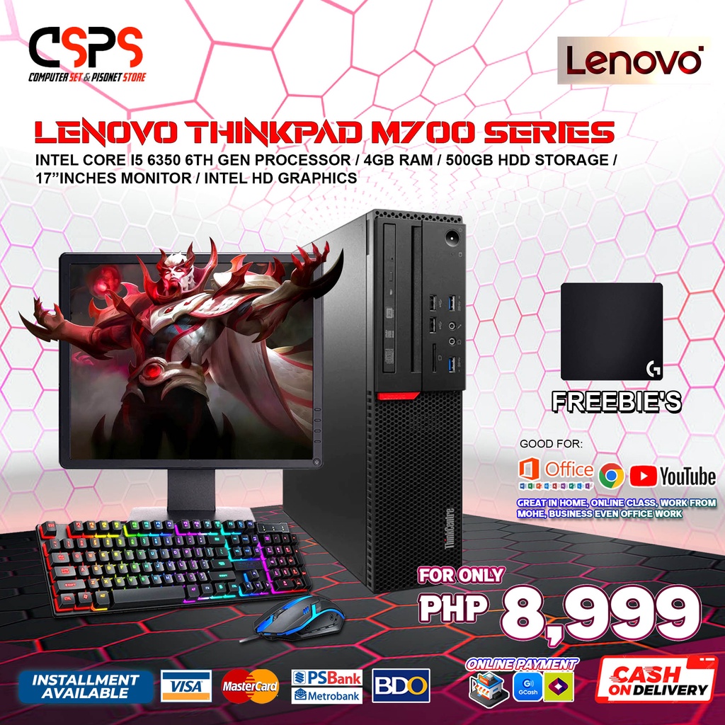 COMPUTER SET Lenovo Thinkpad M700 Series Intel Core i5-6th gen 4gb ram ...