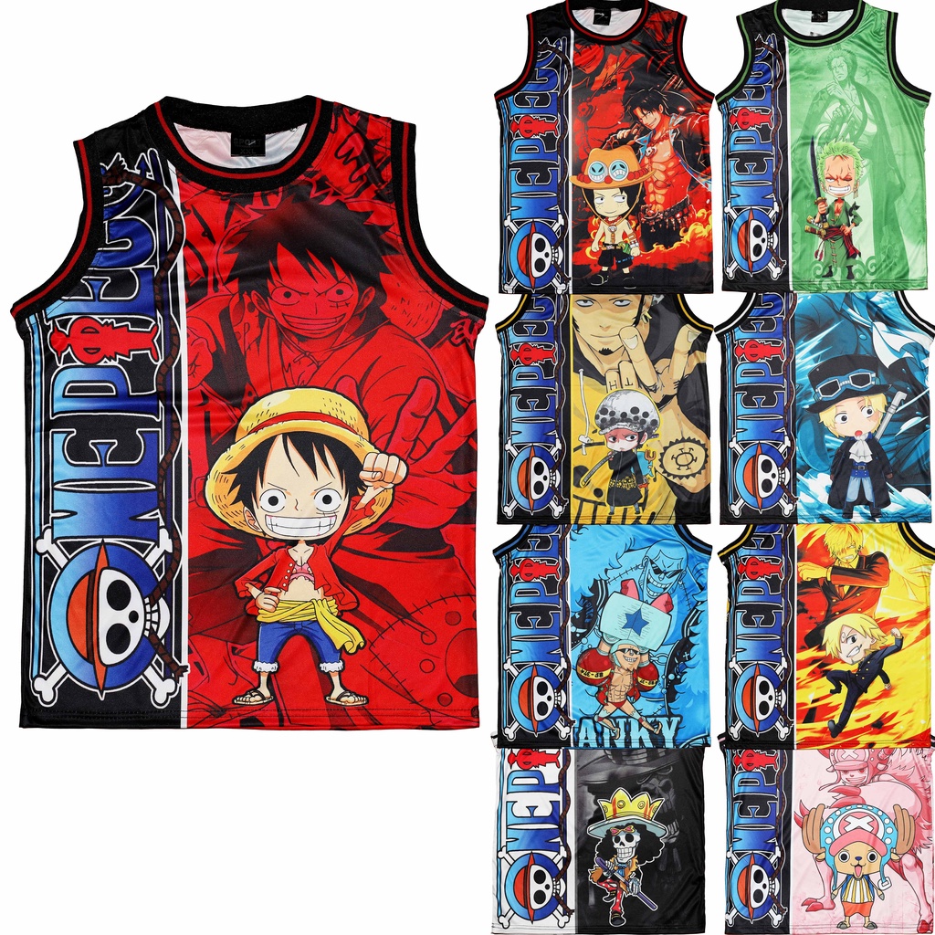 Anime One Piece Sublimation Jersey for Kids Cartoon Sando Shirts [6-13 ...