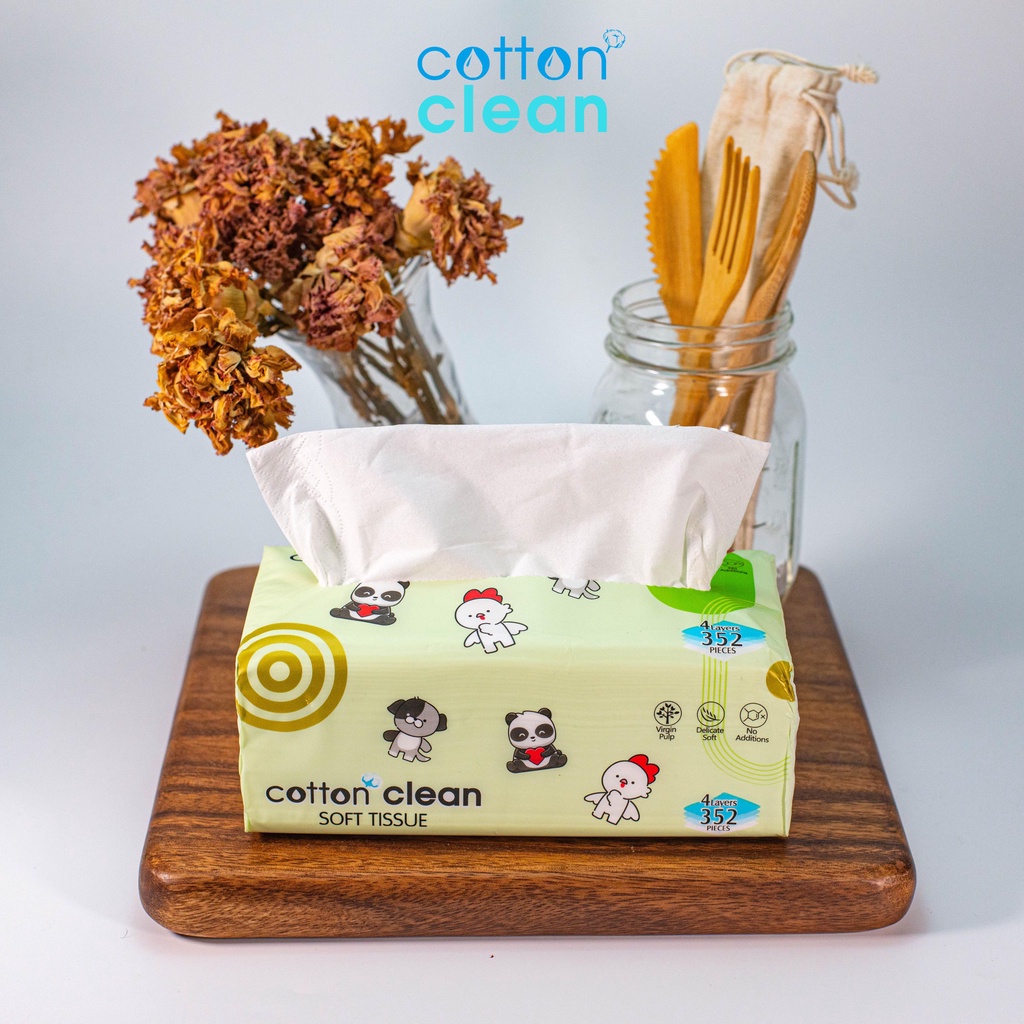 Cotton Clean Soft Tissue Paper 4-Ply 352 Sheets Cleaning Paper Towels ...