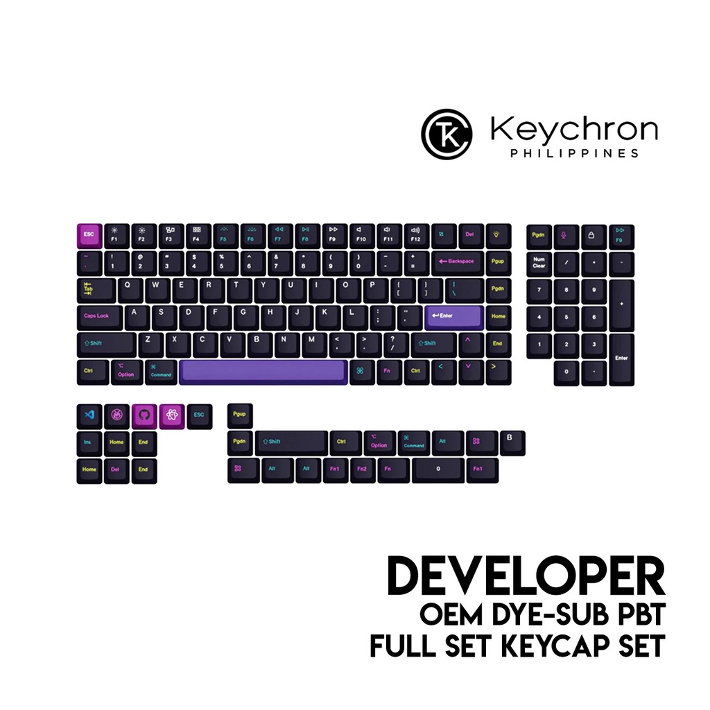 Keychron OEM Dye-Sub PBT Full Set Keycap Set - Developer, T8 | Shopee ...