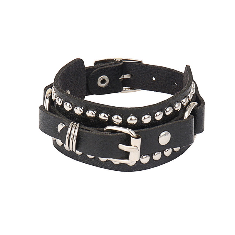 New PU Leather Bracelet Punk Bracelet Adjustable Goth Cuff Bracelet ...