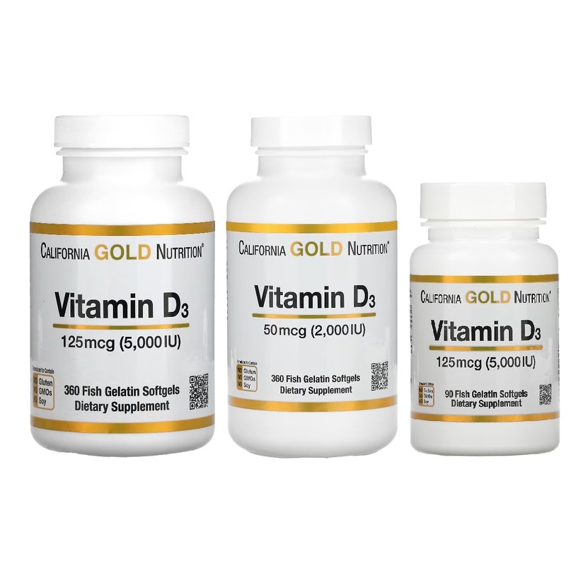 California Gold Nutrition, Vitamin D3, 125 mcg (2,000) (5,000 IU), 90 ...