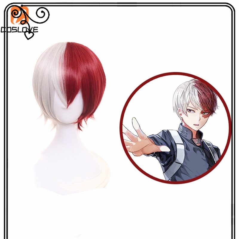 My Hero Academia Shoto Todoroki Cosplay Wig White And Red Short Wig ...