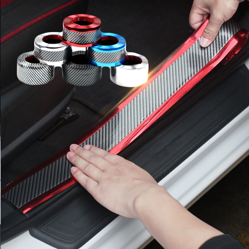 Car Sticker Car Door Sill Protector Stickers Anti Scratch Strip Carbon ...