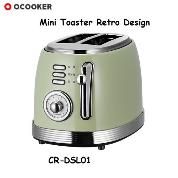 Qcooker Mini Toaster Retro Design 800W Electric Toaster | Shopee ...